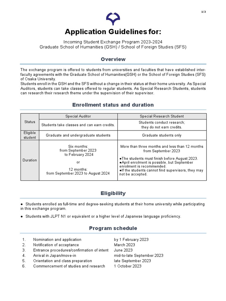 2023 2024 Application Guidelines - EN | PDF | Graduate School ...