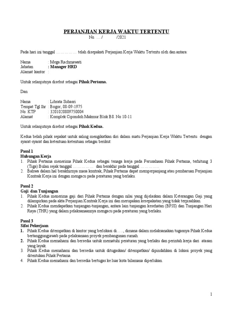PKWT (Kontrak) | PDF