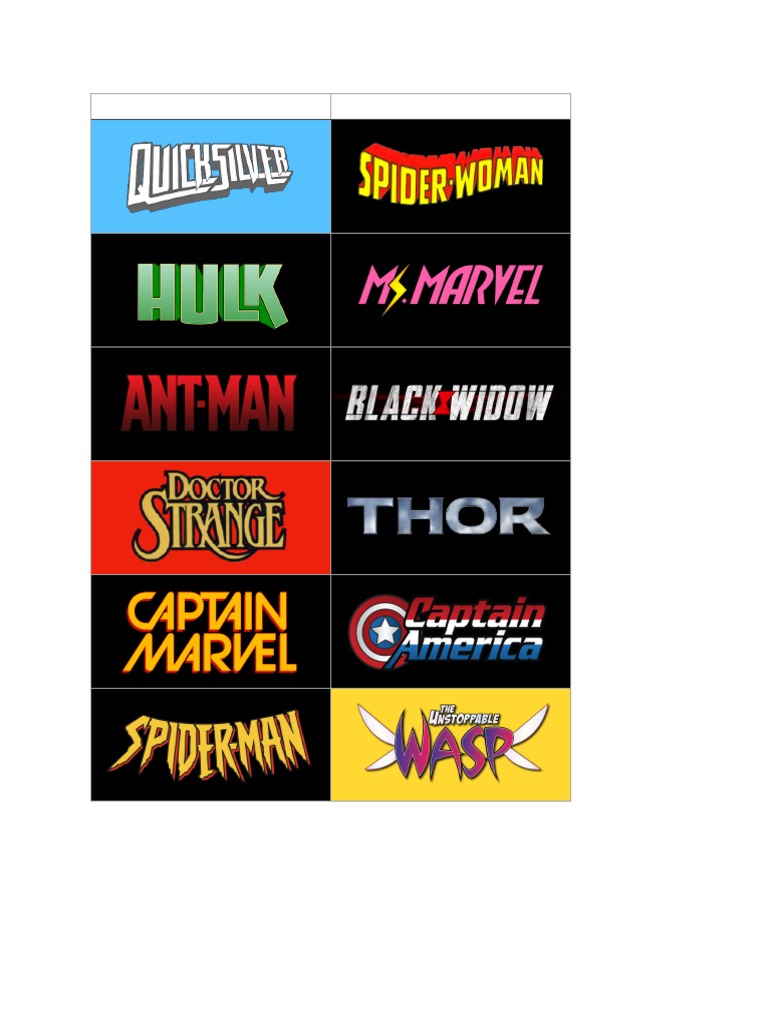 Marvel Champions Hero Labels | PDF