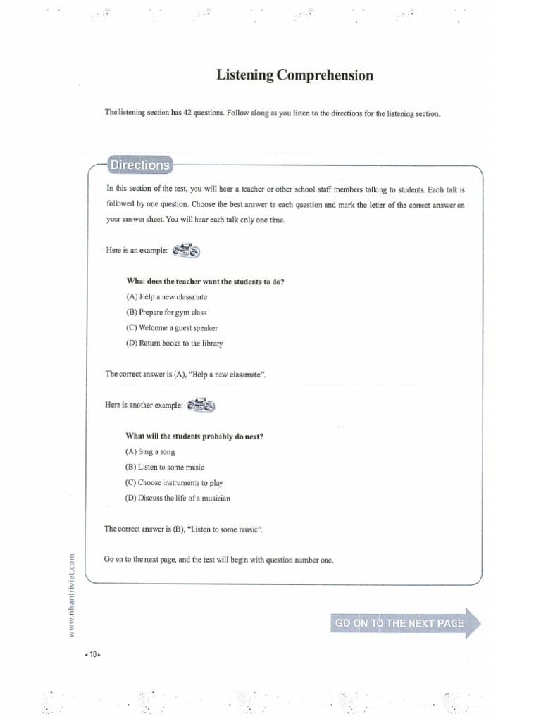 Toefl Ju - 1.10 Test - Listening | PDF