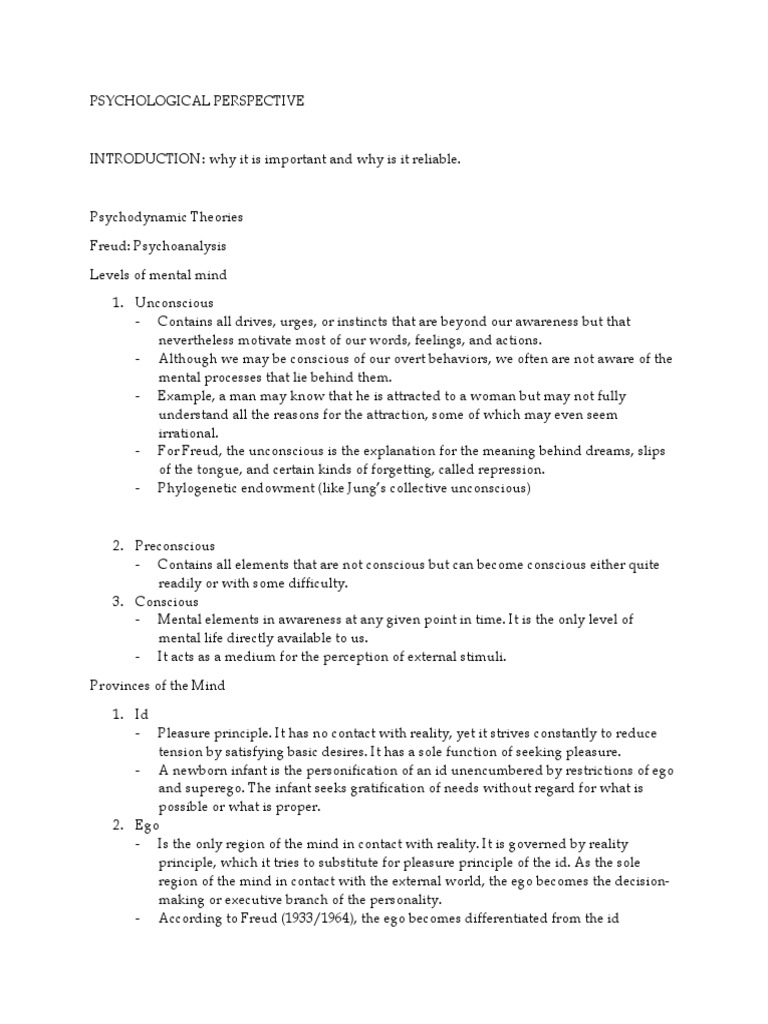 Psychological Perspective Activity On Module 3 | PDF | Id | Self ...