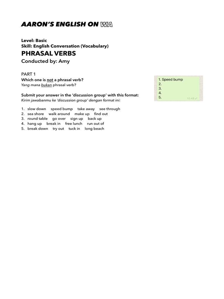 Phrasal Verbs (Part 1) | PDF
