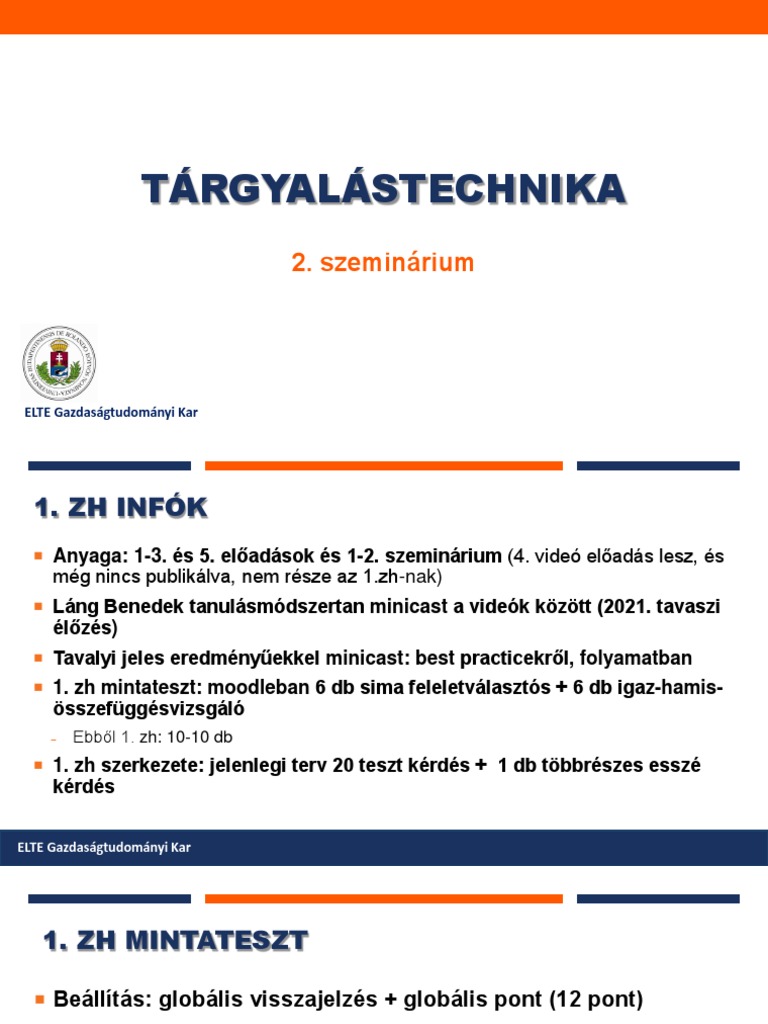 TÃ¡rgyalÃ¡s 2. Szeminã¡rium | PDF