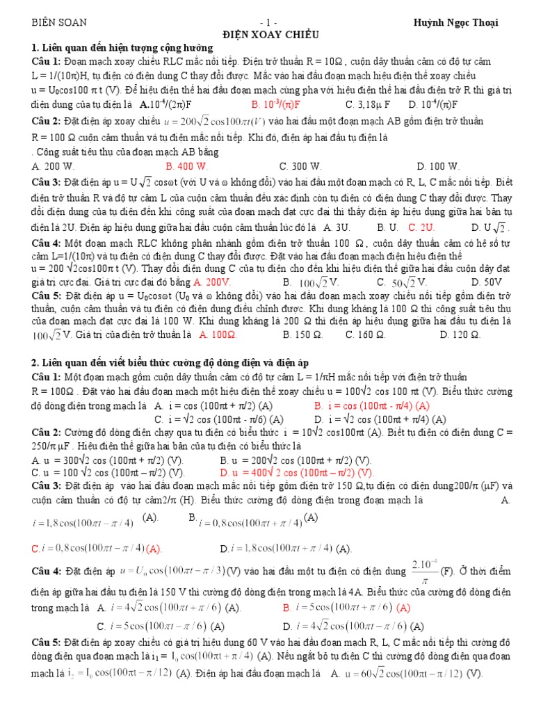 ĐIỆN-XOAY-CHIỀU.-2018 | PDF