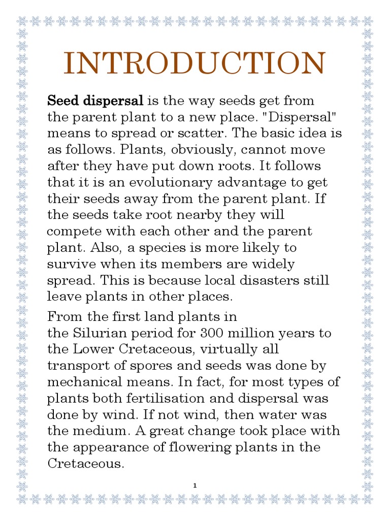 Exploring the Diversity of Seed Dispersal Mechanisms: From Mechanical ...
