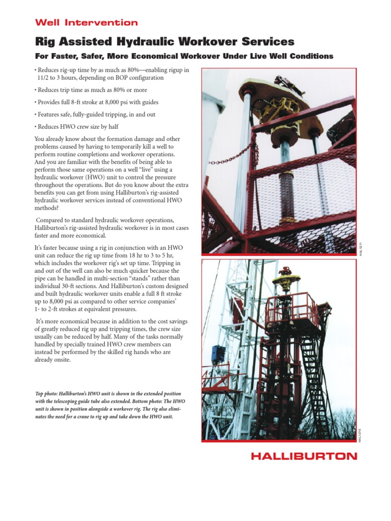 Rig Assisted Hydraulic Workover Services: Well Intervention | PDF ...