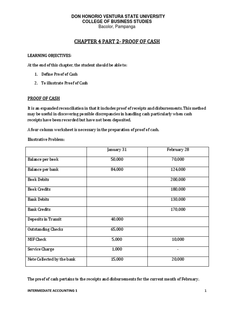Chapter 4 Part 2 Proof Of Cash Pdf Debits And Credits Banks