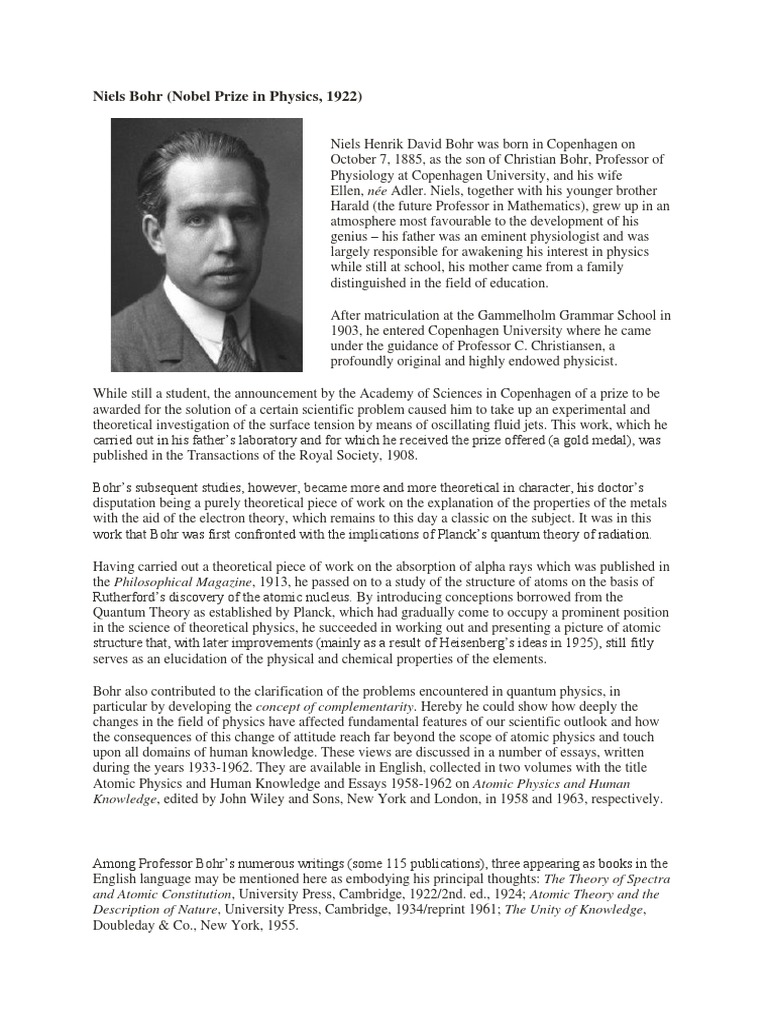 Niels Bohr | PDF | Niels Bohr | Physics
