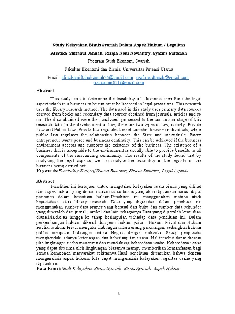 KEL-4 Study Kelayakan Bisnis Syariah Dalam Aspek Hukum | PDF | Bisnis