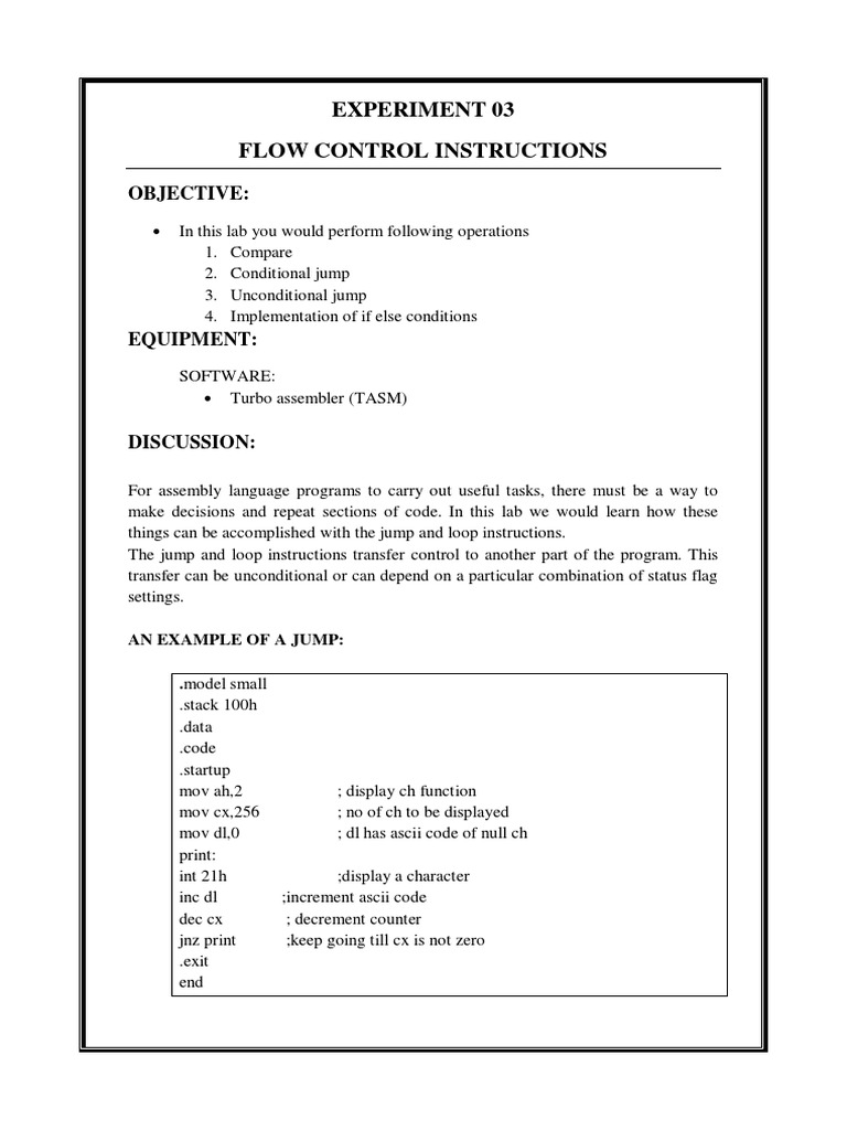 Lab 03 | PDF | Control Flow | Central Processing Unit Lab 03 | PDF | Control Flow | Central Processing Unit