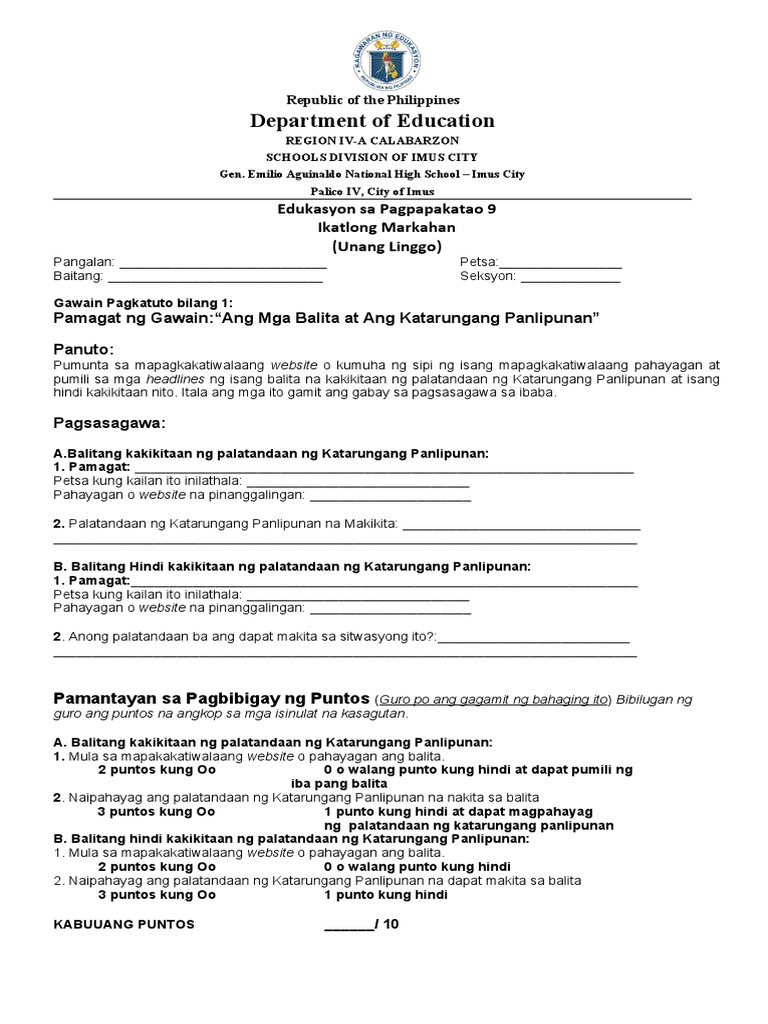EsP 9 Q3 LAS Week 1 and 2 MODULAR | PDF