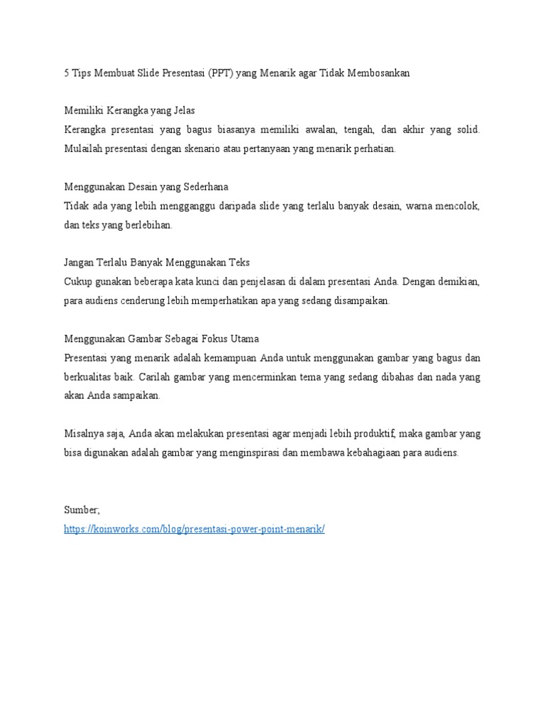 5 Tips Membuat Slide Presentasi | PDF