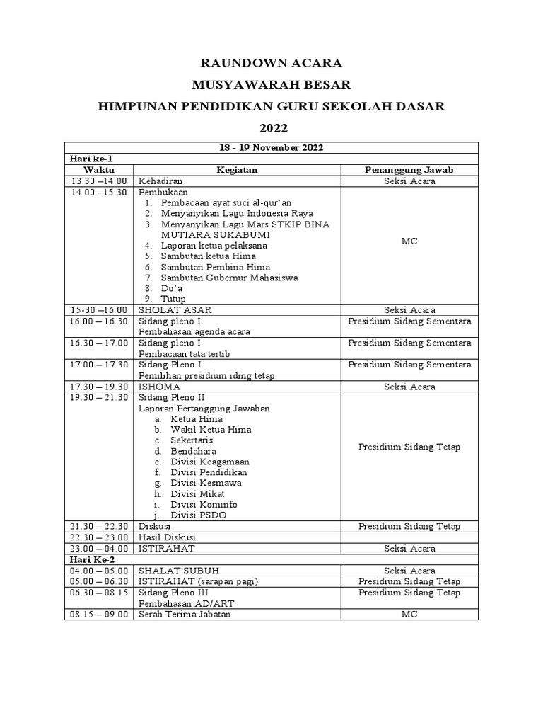 RAUNDOWN ACARA Hima PGSD | PDF