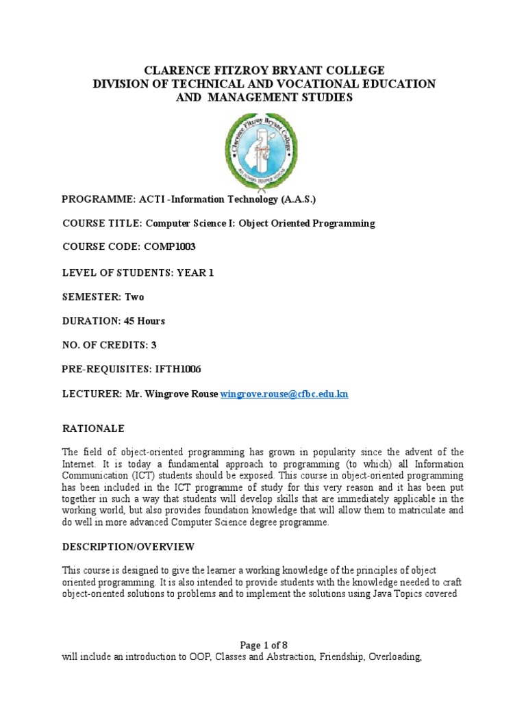 Comp1003 Object Oriented Programming 2021 2022 Pdf Class Computer Programming Object