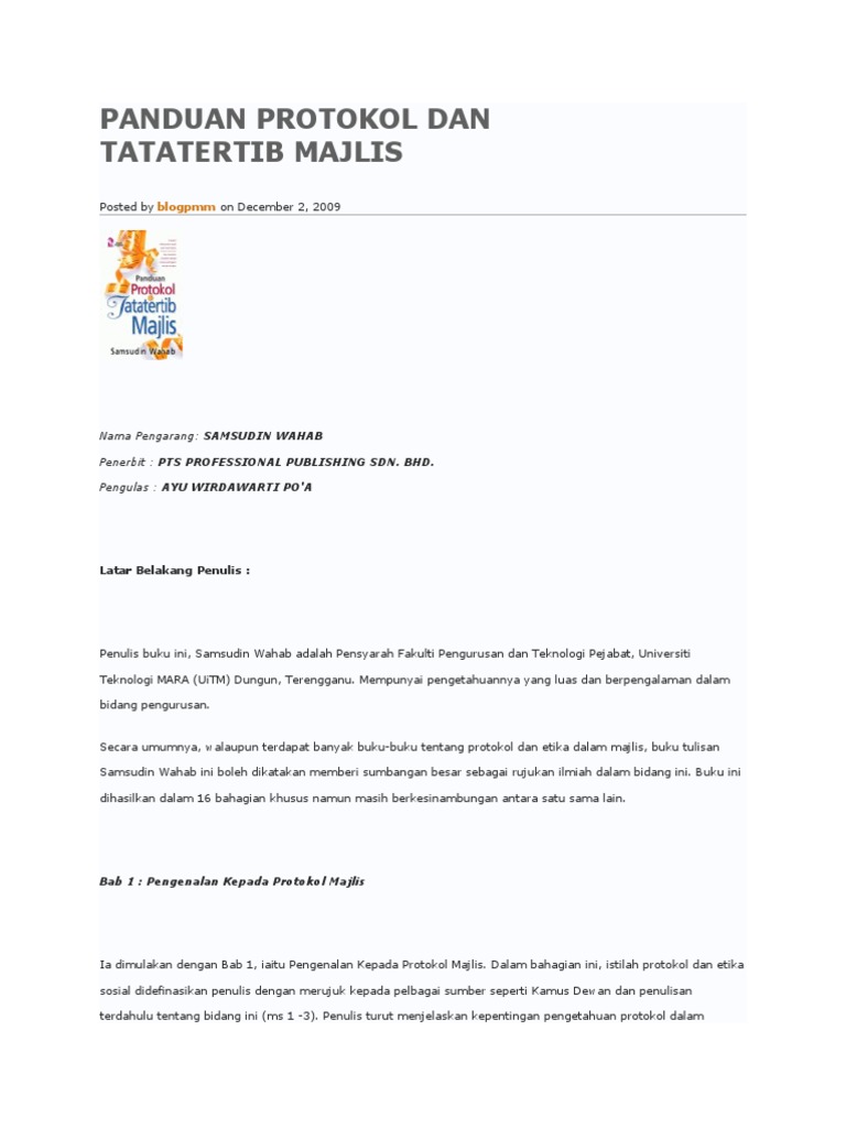 Panduan Protokol Majlis Lengkap | PDF | Karier & Perkembangan | Agama ...