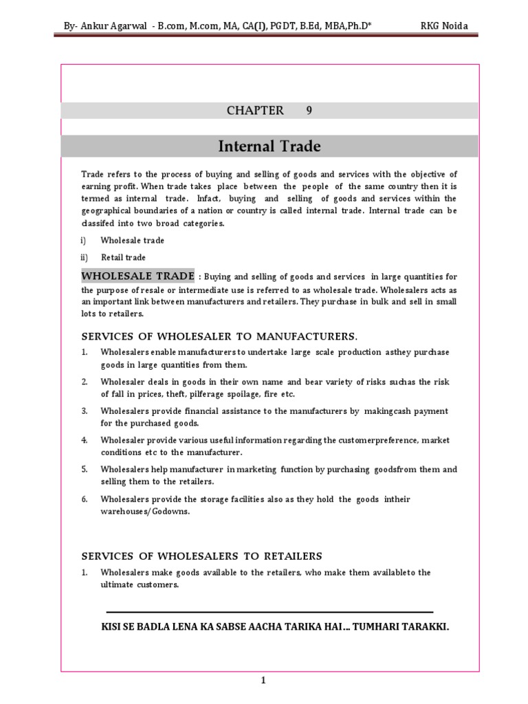 CH 9 Internal Trade | PDF | Retail | Invoice