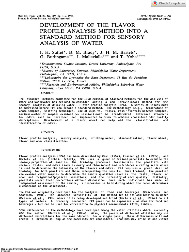 Development of The Flavor Profile Analysis Method Into A Standard ...