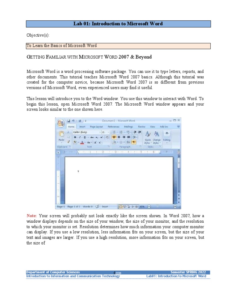 Lab # 1 Ict | PDF | Computer File | Microsoft Word
