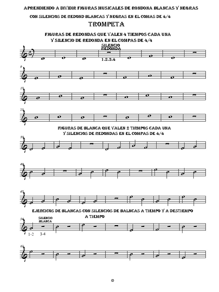 Ejercicios de Trompeta | PDF | Formas musicales | Silencio