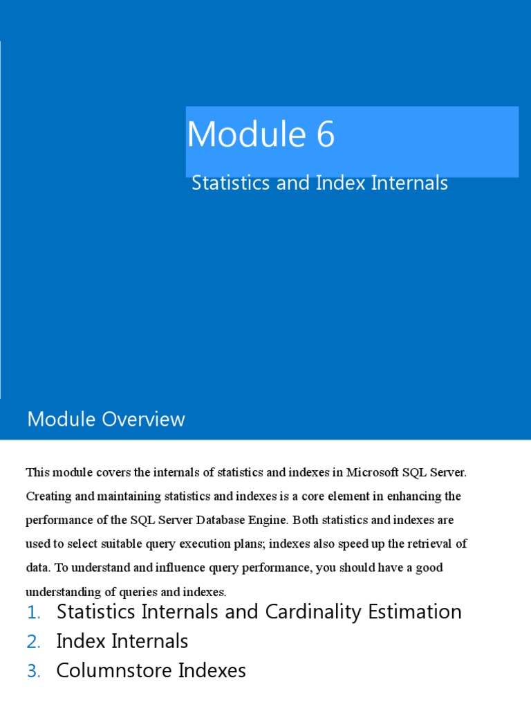 10987C ENU PowerPoint Day 3 | Download Free PDF | Database Index | Microsoft Sql Server