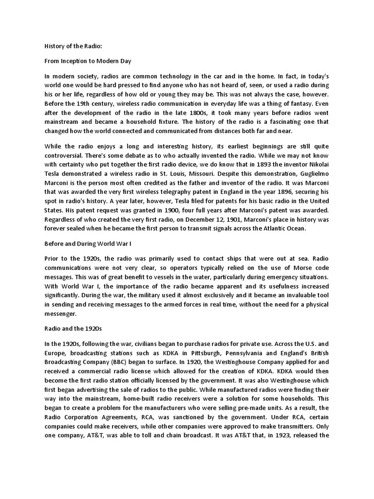 History of The Radio | PDF | Radio | Rca