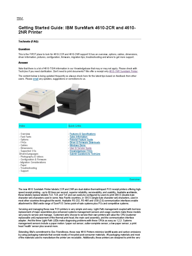 IBM SureMark 4610 Printer Guide | PDF | Printer (Computing) | Operating ...