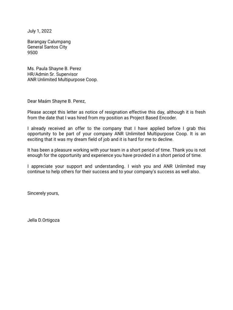 The Resignation Letter | PDF