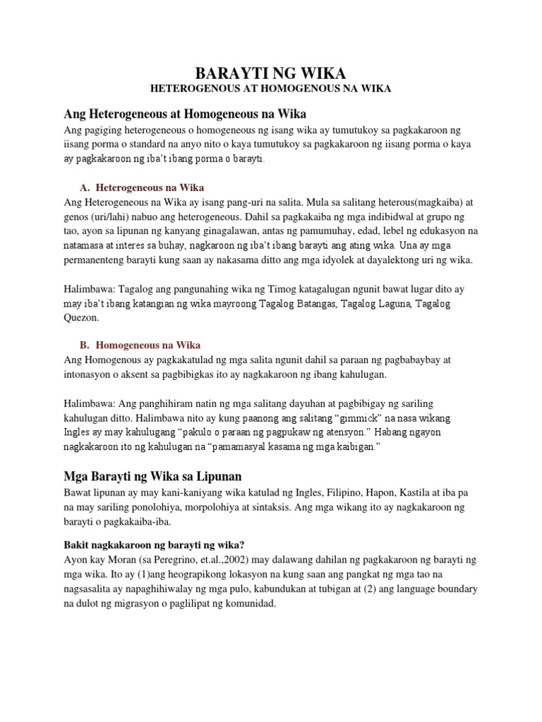 Barayti NG Wika | PDF