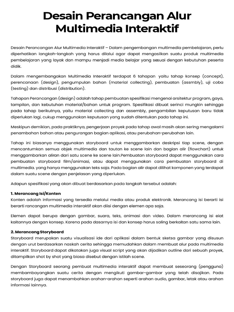 Desain Perancangan Alur Multimedia Interaktif | PDF