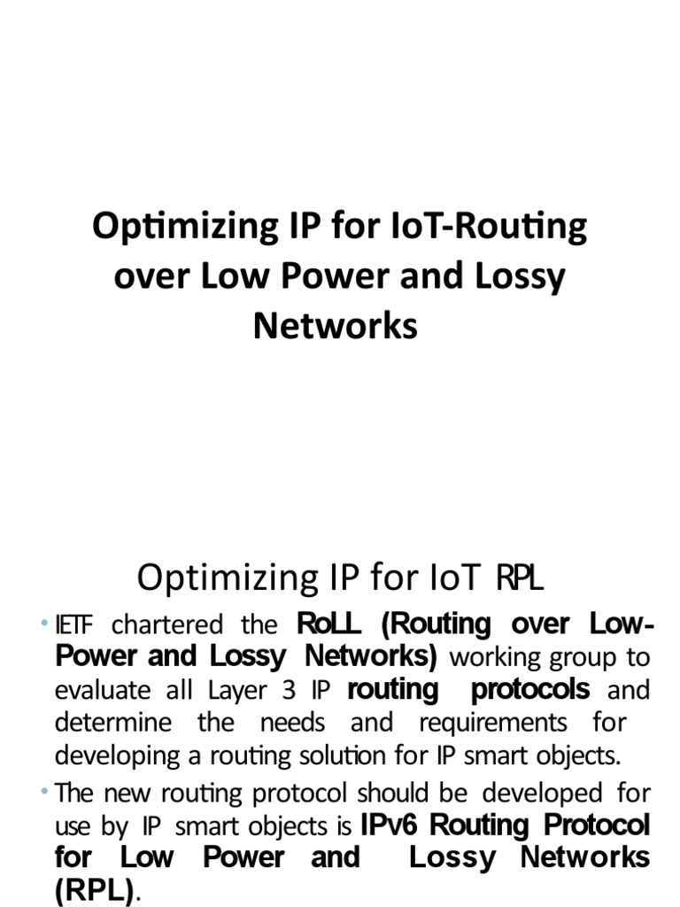 Optimizing IP For IoT-Routing Over Low Power and | PDF | Routing | Internet Protocols