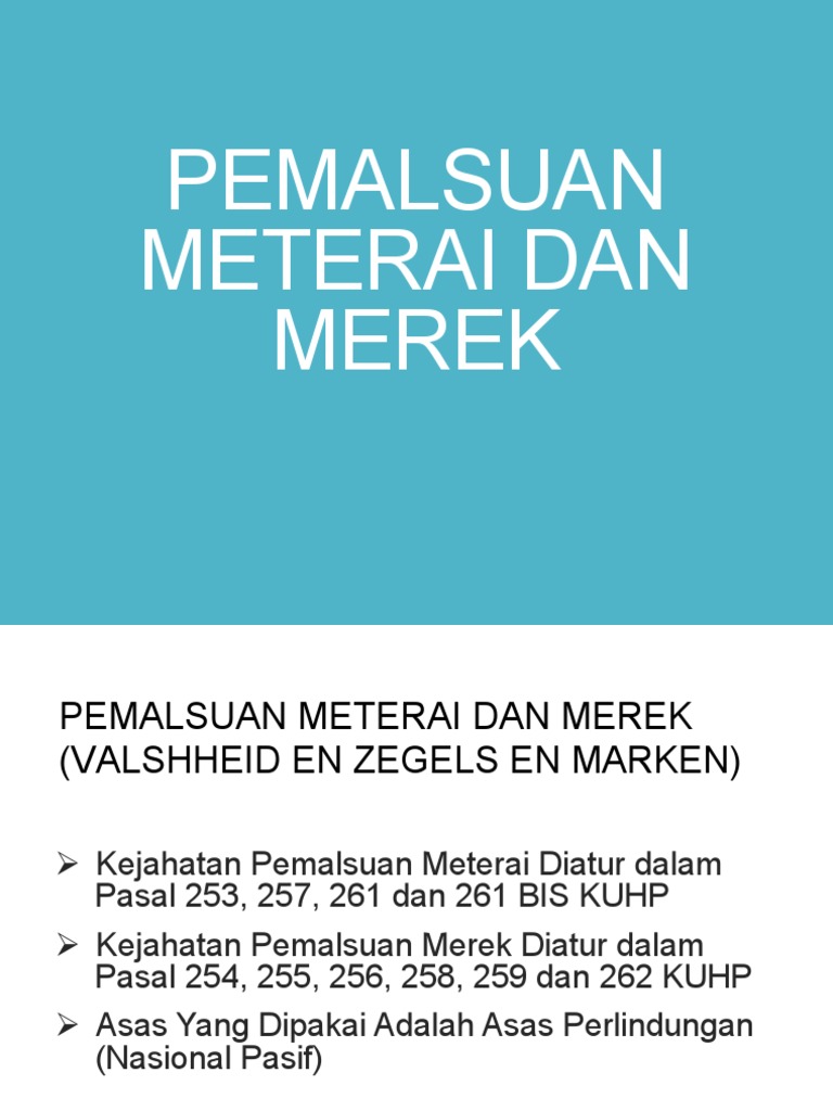 Pemalsuan Meterai Dan Merek | PDF