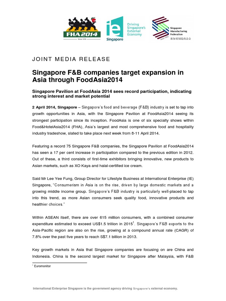Singapore F&B Expansion in Asia 2014 | PDF | Singapore | World Politics