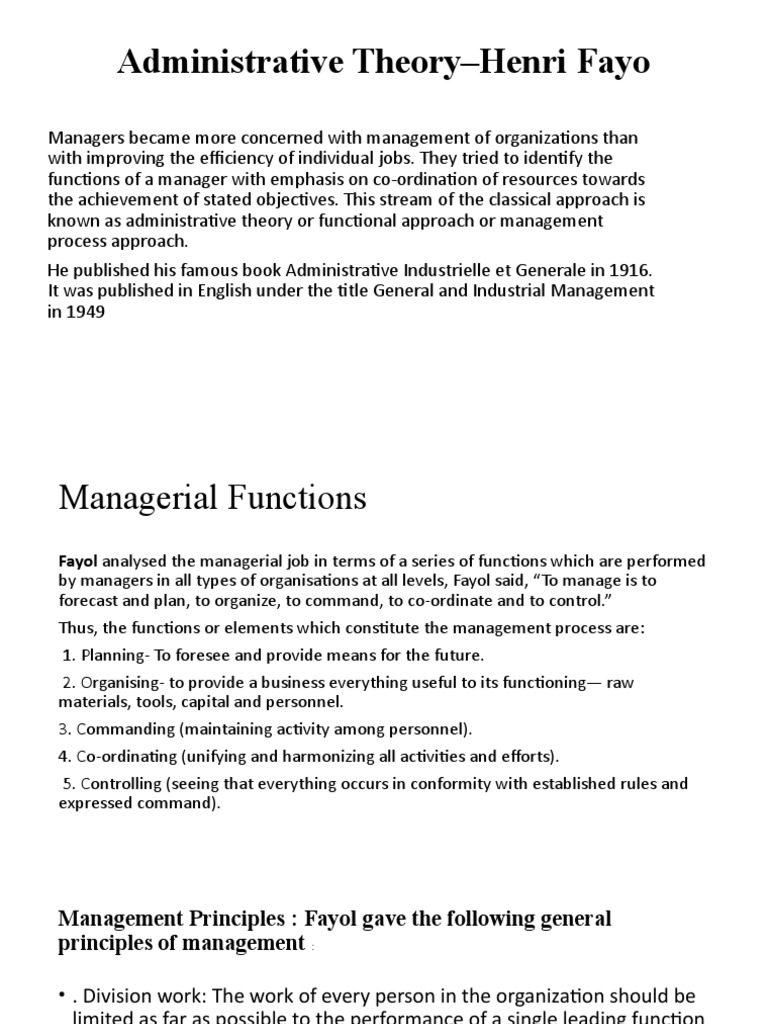 Administrative Theory-Henri Fayo Adhaar | PDF | Employment | Theory