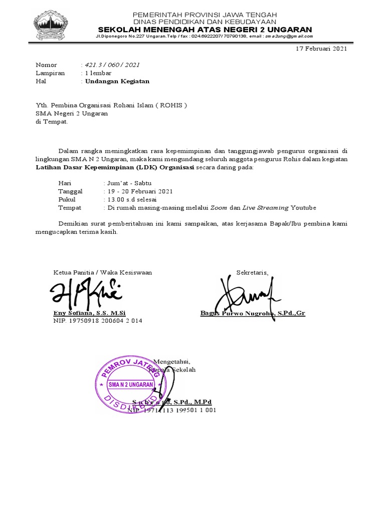 Surat Undangan LDK (ROHIS) | PDF