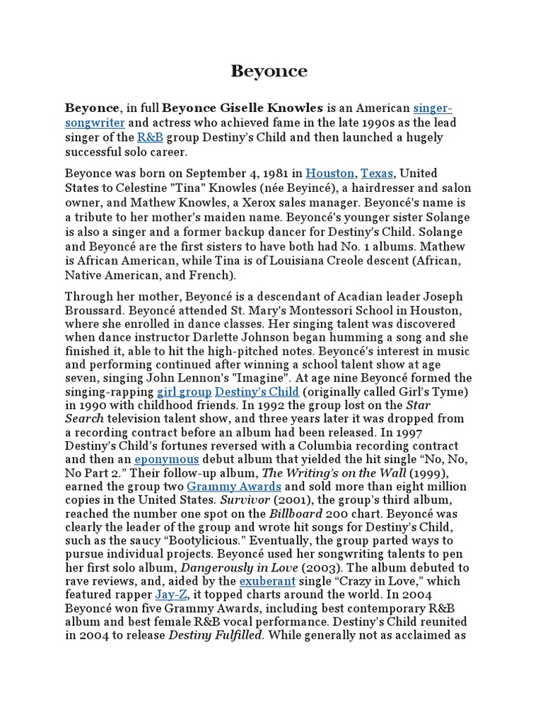 Famous People | PDF | Beyoncé