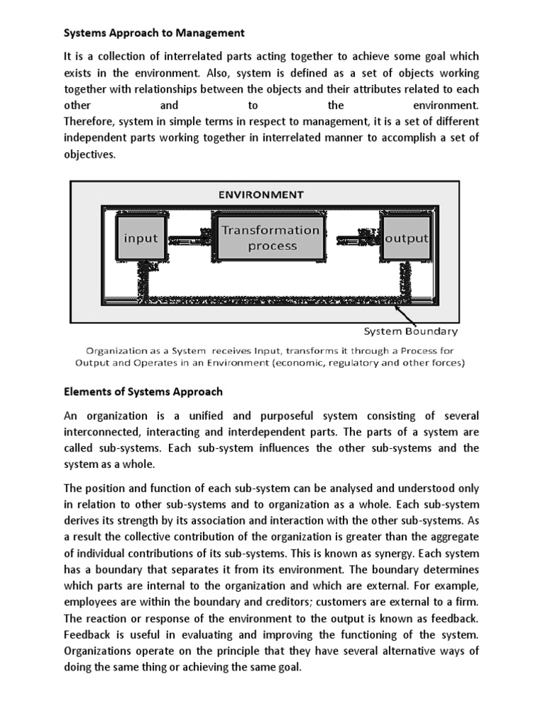 Systems Approach in Management Explained | PDF | System | Strategic ...