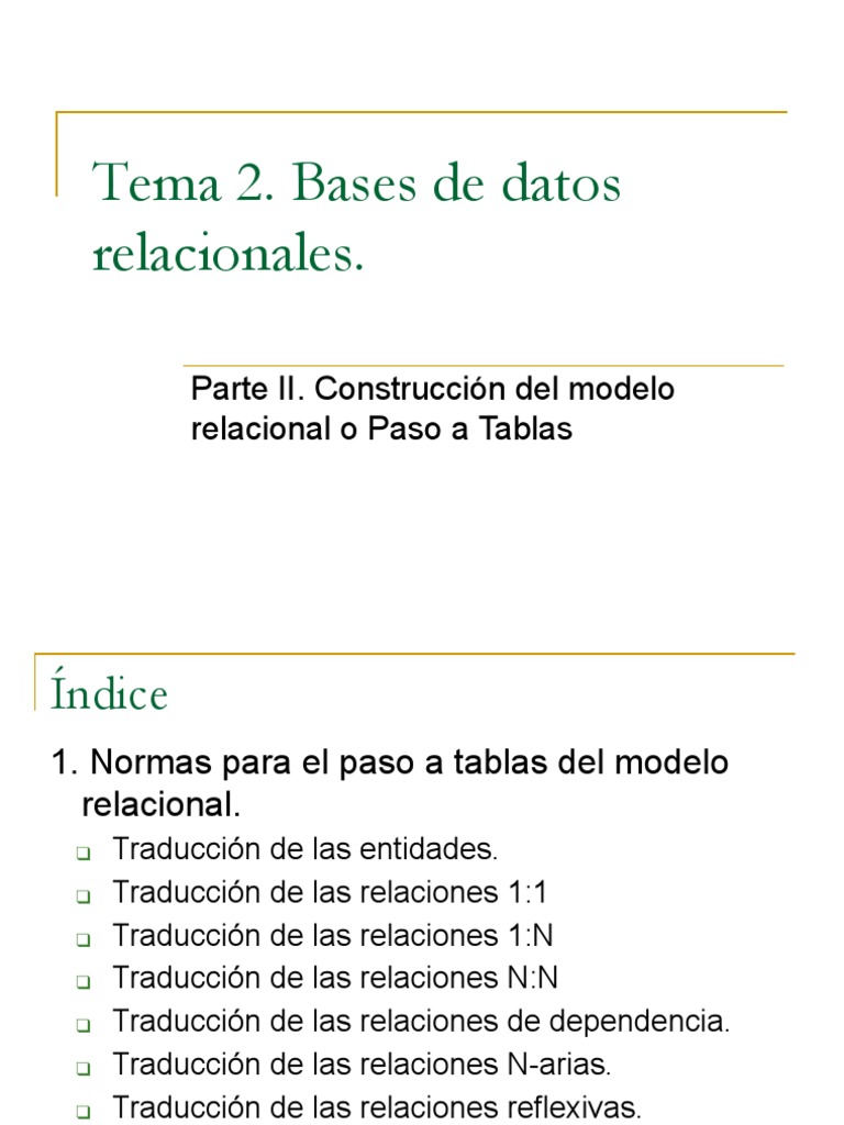 Tema 2.bases de Datos Relacionales. Parte II | PDF | Base de datos relacional