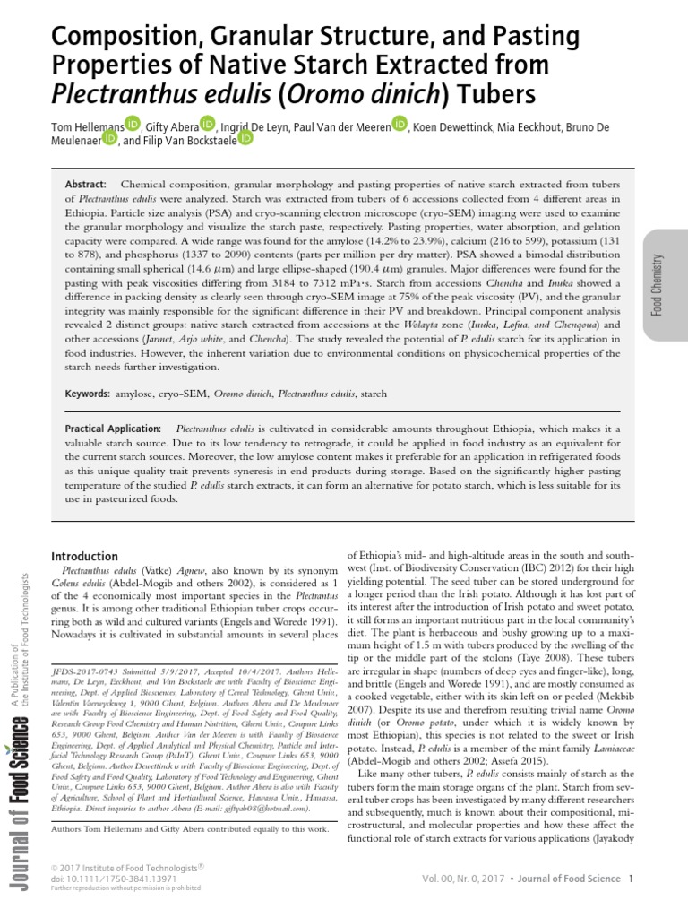 Analysis of the Composition, Structure, and Functional Properties of ...