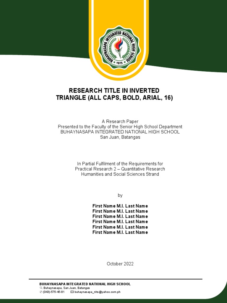 BINHS Chapter 1 Research Format 2022 2023 | PDF | Information Literacy | Critical Thinking