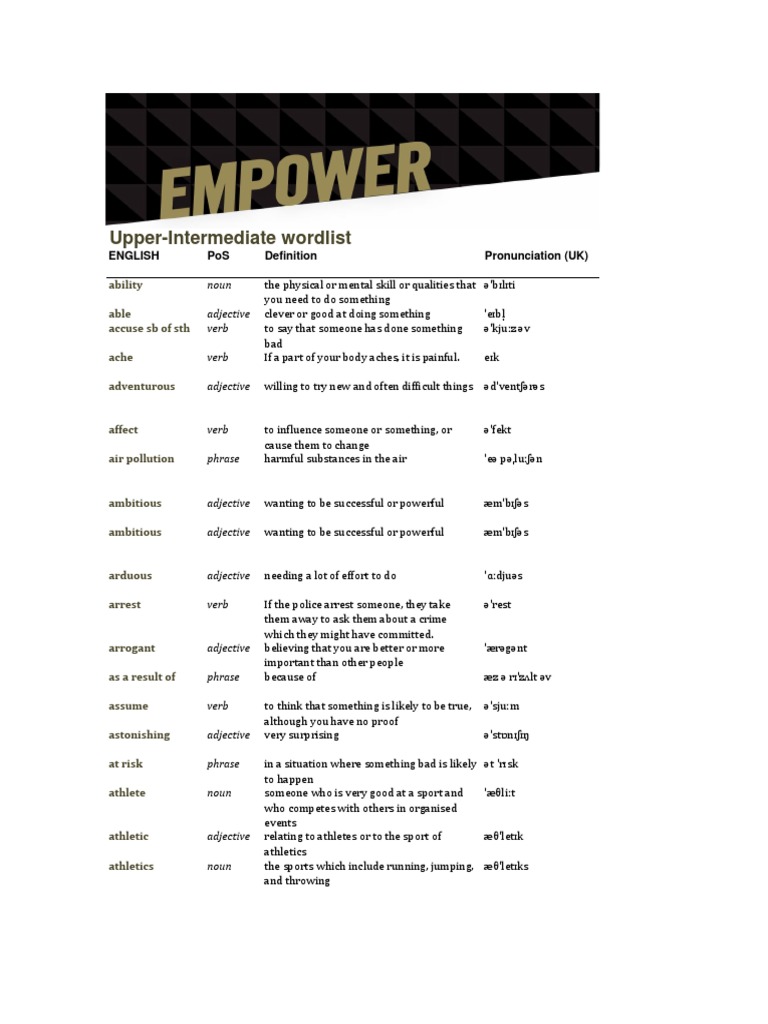 WORDLIST b2 | PDF | Adjective | Verb