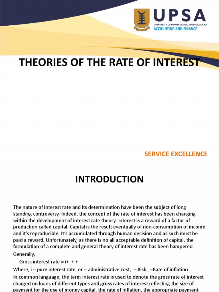 Theories of The Rate of Interest - Week 3 | PDF | Interest | Yield ...
