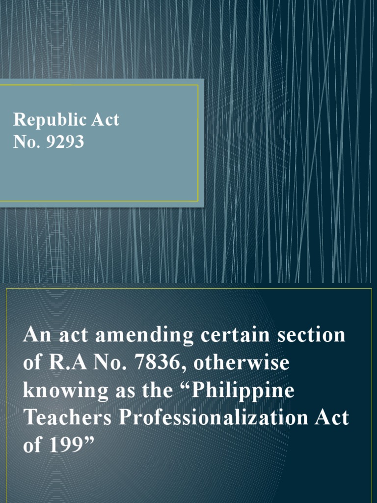 Republic Act No. 9293 | PDF | Licensure | Academic Degree