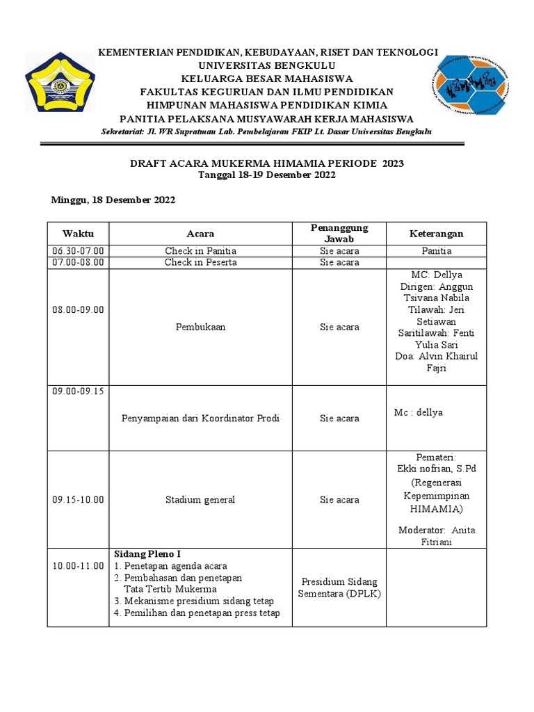 Draft Acara Muker 2022 | PDF