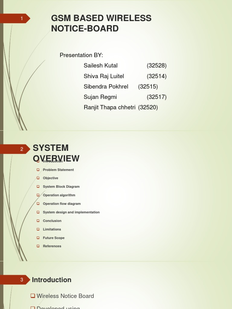 GSM Based Wireless Notice-Board | PDF | Manufactured Goods | Electronics GSM Based Wireless Notice-Board | PDF | Manufactured Goods | Electronics