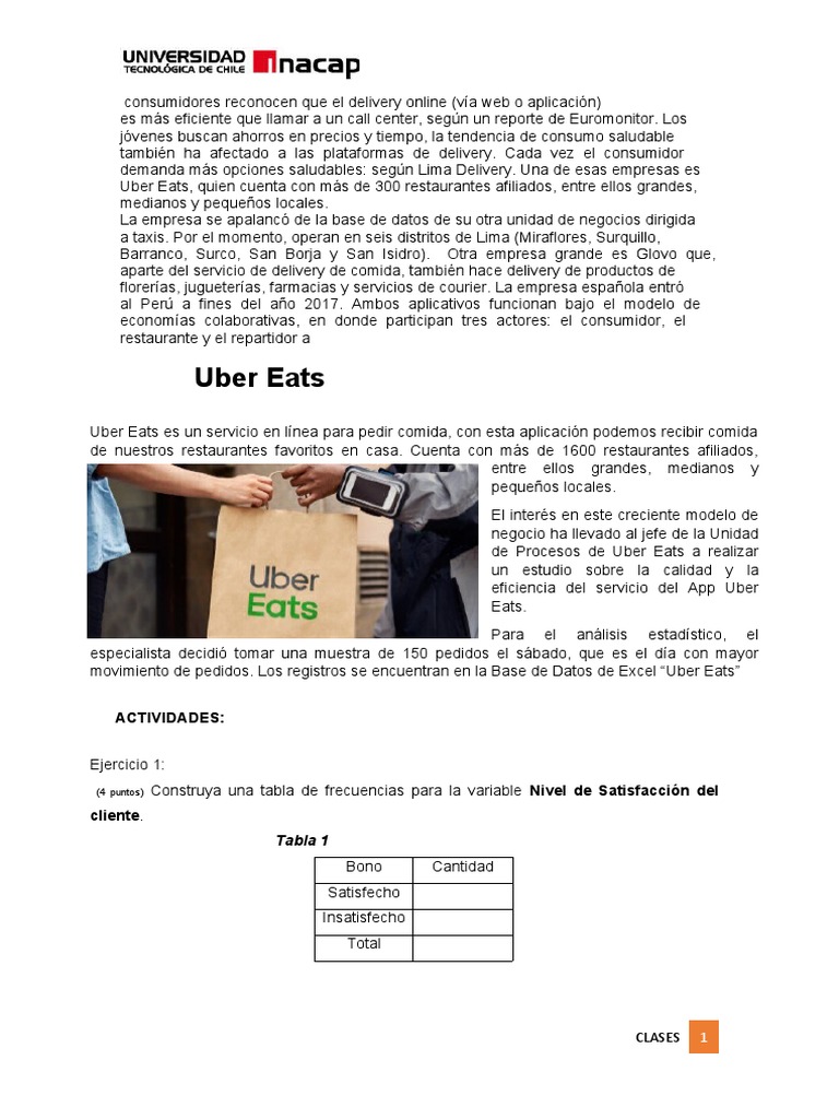 Ejercicios Uber Eats | PDF | Variable aleatoria | Probabilidad