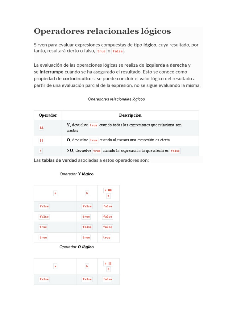 Operadores Relacionales Lógicos | PDF | Funcion exponencial | Lógica