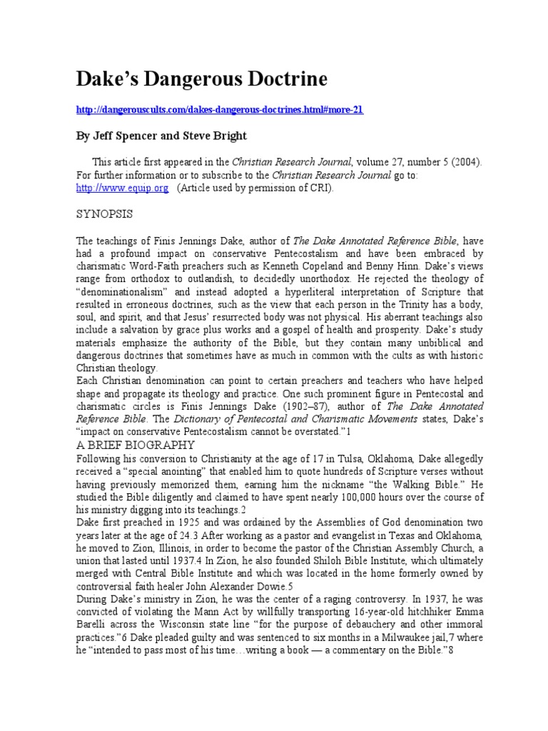 The Bible Dake The Danger | PDF | Trinity | Incarnation (Christianity)