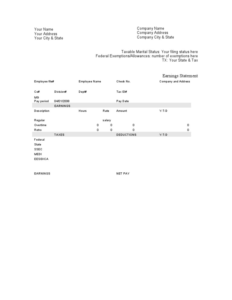 How To Create Your Own Paycheck Stub Template | PDF | Payroll ...