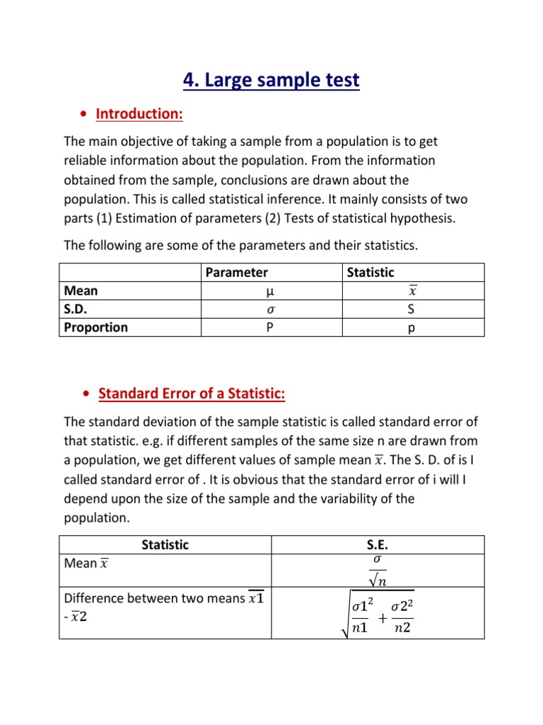Large Sample Test Pdf Statistical Hypothesis Testing Statistical