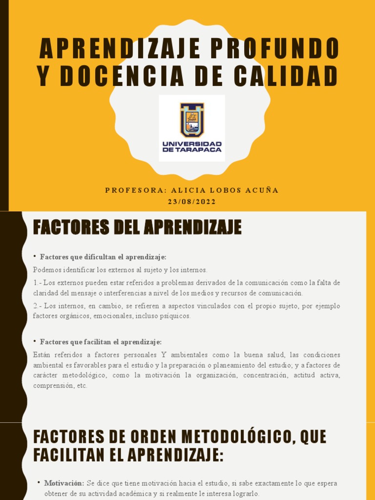 Aprendizaje Profundo Y Docencia de Calidad: Profesora: Alicia Lobos ...